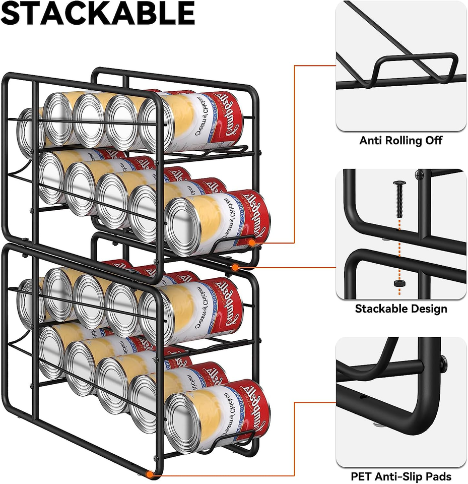 Can Dispenser Rack 4Pcs Stackable Can Storage Organizer Holder for ...