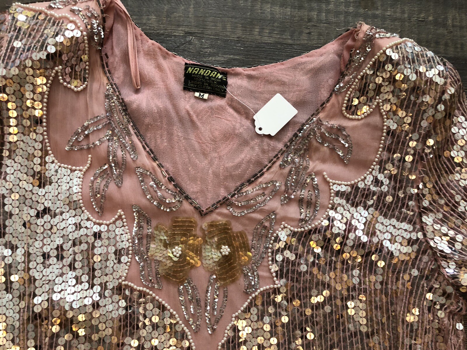1970’s -80’s Vintage Pale Blush Pink Sequin Sheath Dr… - Gem