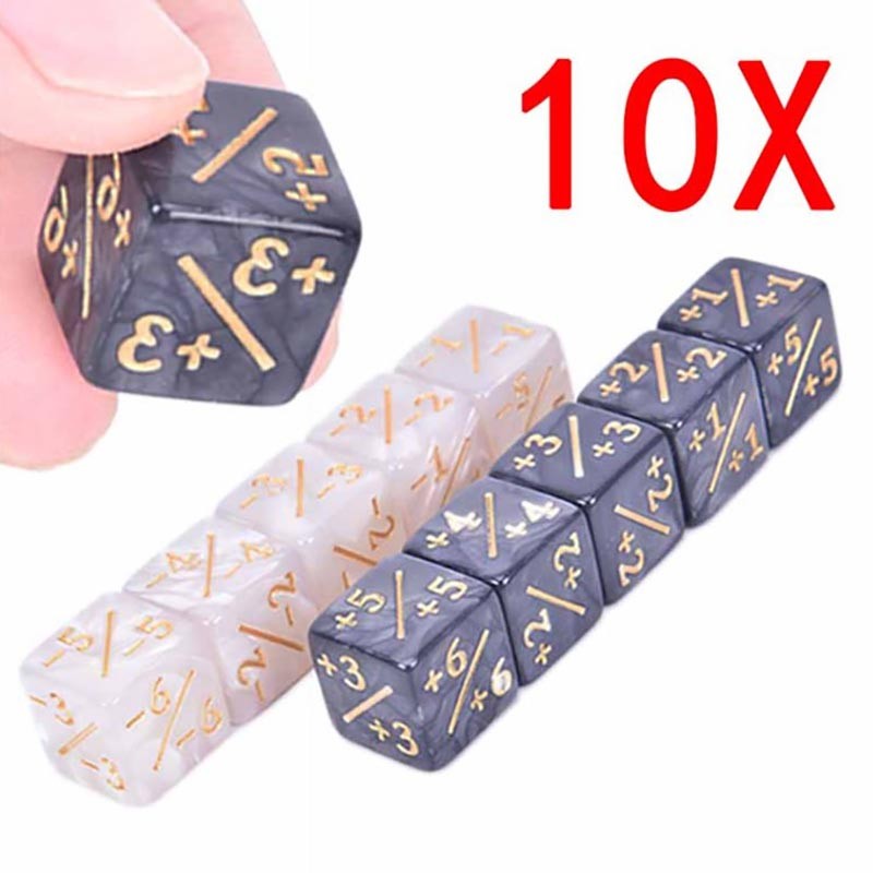 10x 14mm 6 Side Counting Dice +1/-1 Dice Kids Toy For Gathering Game ...