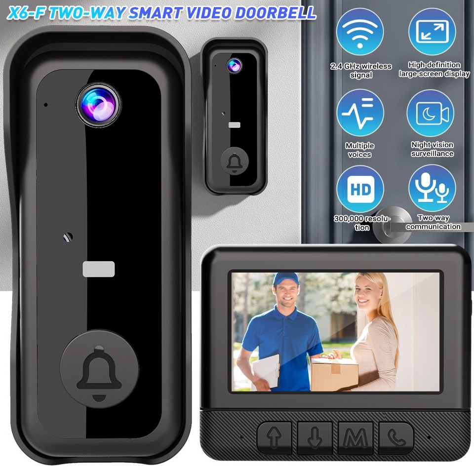 HD Wireless Video Door Bell Camera with Monitor Doorbell Night Vision ...