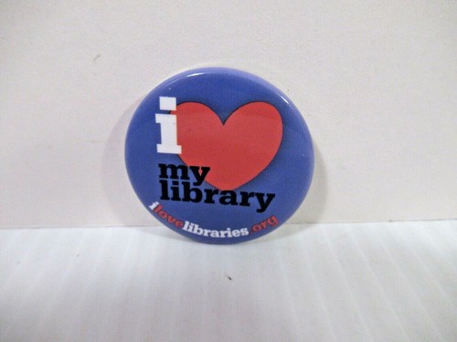 I HEART (LOVE) MY LIBRARY pin button pinback | eBay