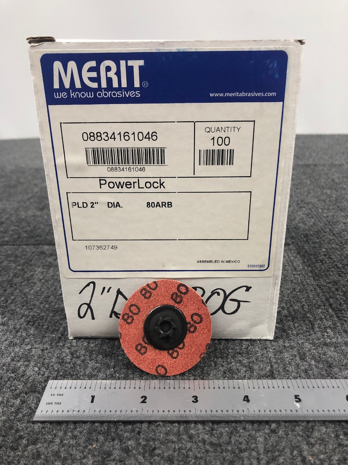 Merit PowerLock 80ARB Sanding Disks PLD 2" dia Model 08834161046 (100 ...