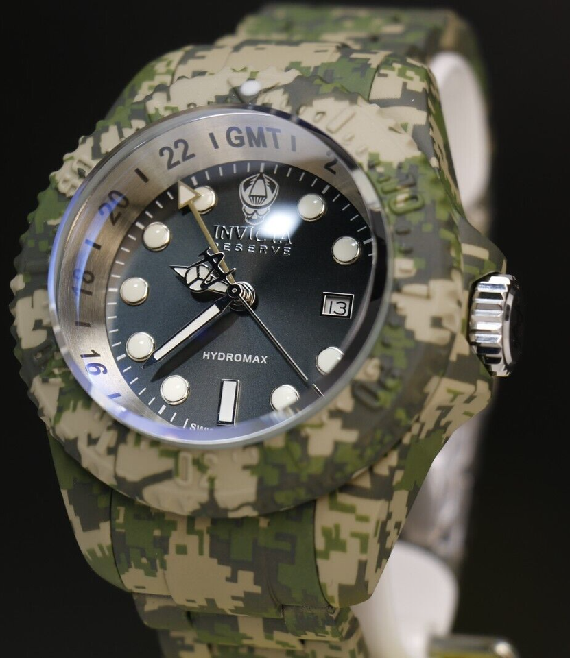 Invicta Reserve Hydromax Swiss Ronda Camo 52mm, Steel, Aqua Plating ...