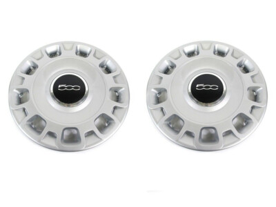 2012-2017 FIAT 500 15" STEEL WHEEL SILVER HUB CAP COVERS PAIR NEW MOPAR ...