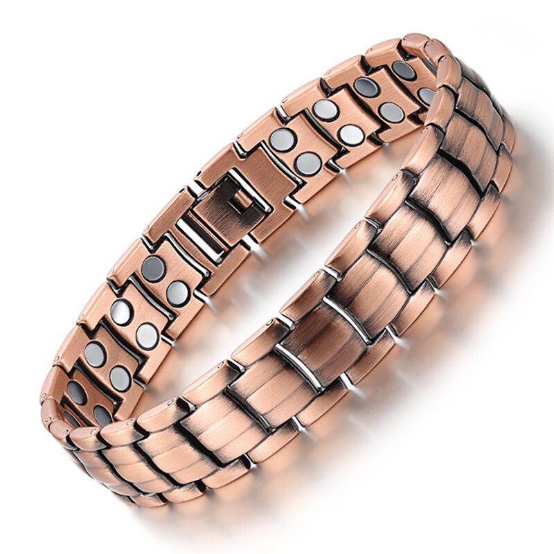 Pure Copper Neodymium Magnetic Therapy Bracelet Double Strong Men Women ...