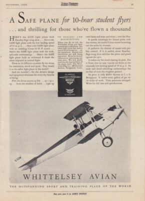 A safe plane for 10-hour student flyers Whittelsey Avian Biplane ad ...