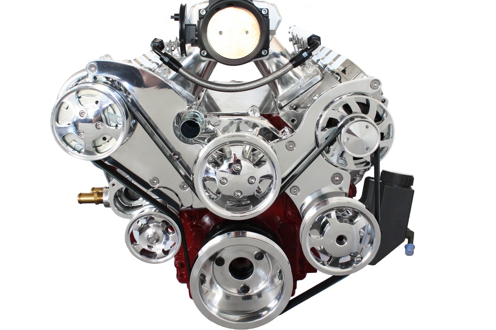 LS Serpentine Front Runner Pulley Drive Kit Polished/Chrome w/Res LS1 ...