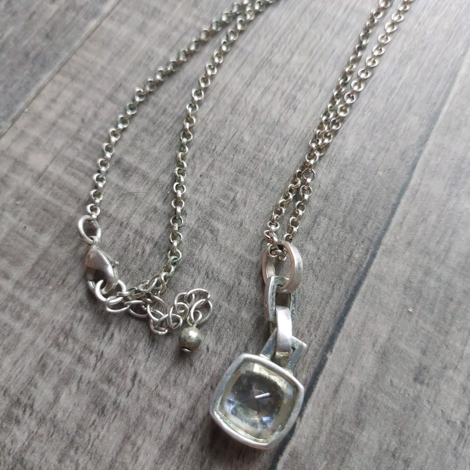Fiorelli Silver Tone Dimante Square Pendant Necklace | eBay UK