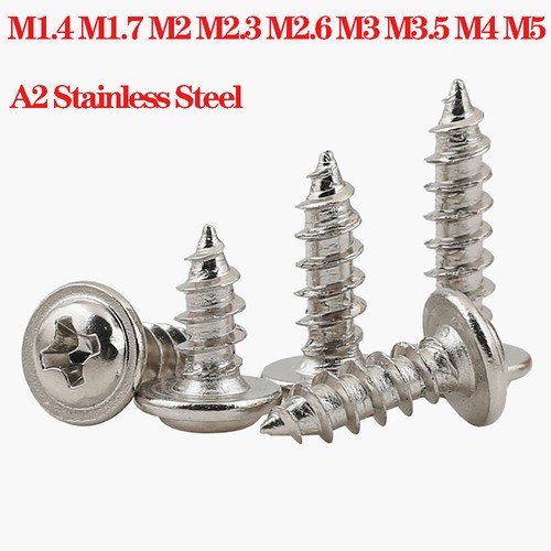 Flanged Pan Head Phillips Self-Tapping Screws Tappers Wood Screws M1.4 ...