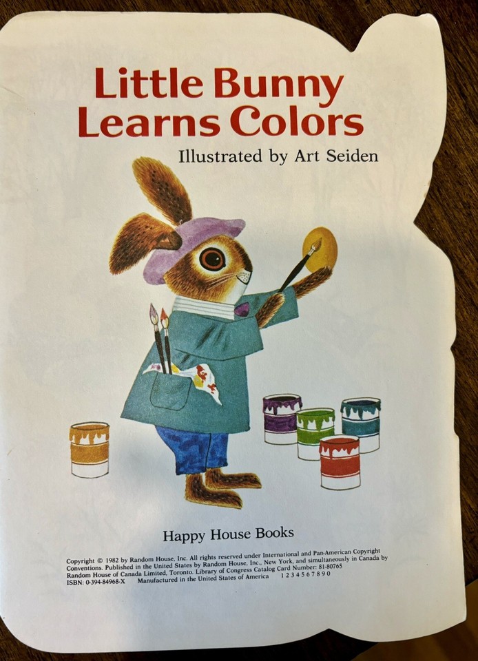 LITTLE BUNNY LEARNS COLORS (HAPPY HOUSE BOOKS) By Art Seiden 1982 | eBay
