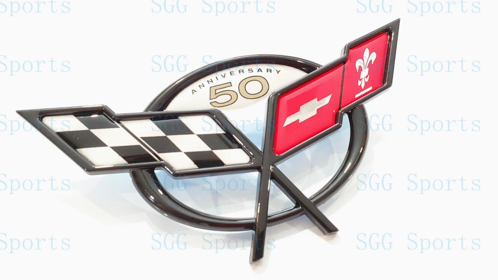 1PC 1997-2004 C5 Corvette Black Front Only 50Th Anniversary Cross Flags ...