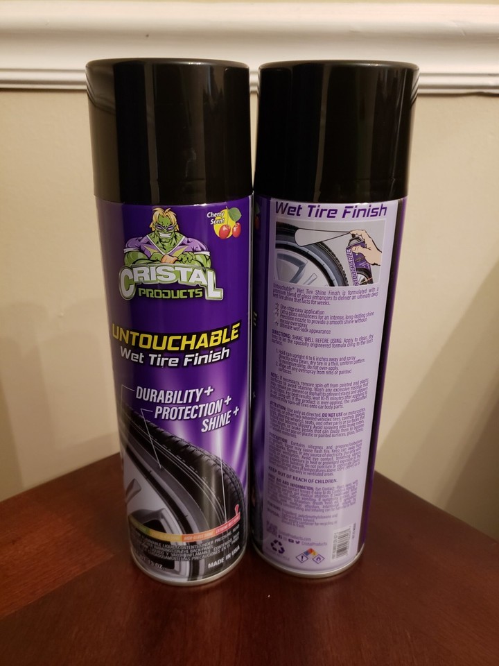 2 pack Cristal Products Untouchable Wet Tire Shine Finish Spray Can ...