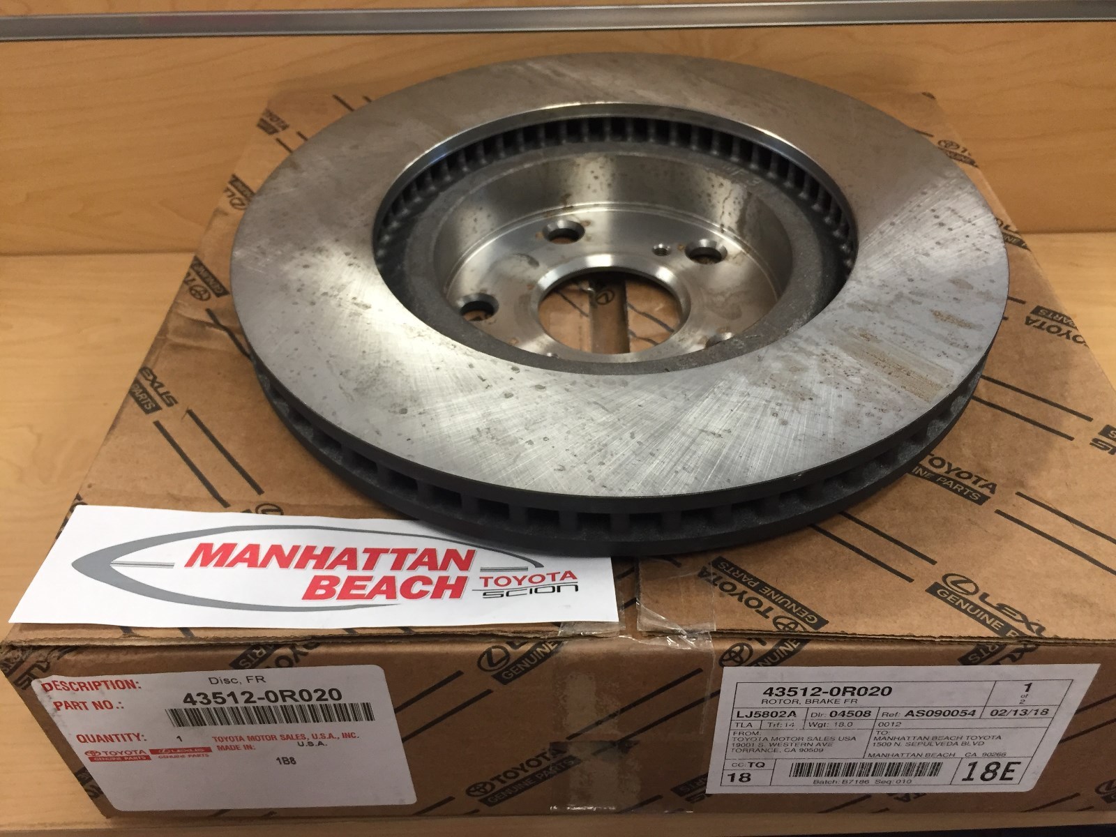 08-13 MATRIX S AWD & 11-16 SCION TC OEM Front Brake DISC ROTOR 43512 ...