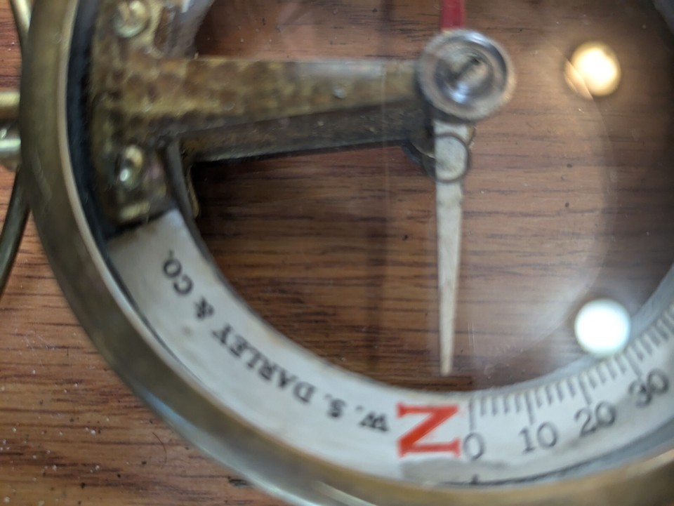 Antique W.S. Darley Magnetic Mining Dipping Needle Compass - Brass ...