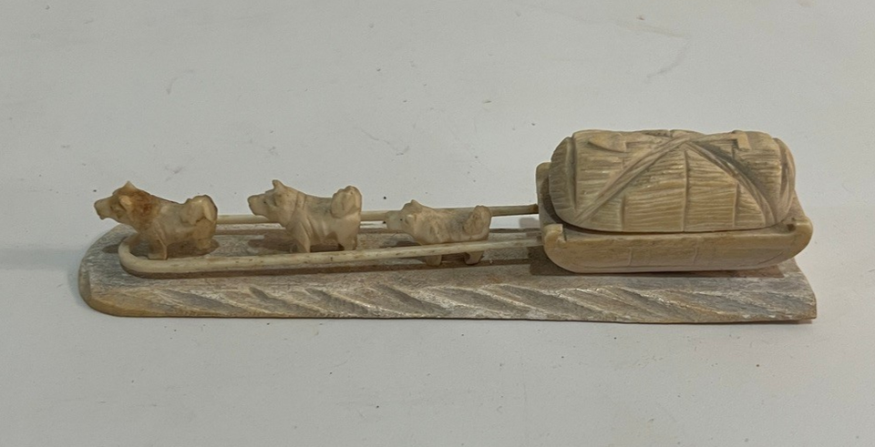 Vintage Native American Alaskan sculpture Dog Sled tomb Inuit Hand ...