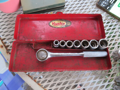 Vintage HUSKY Socket Set 3/8” Drive Red Metal Case USA 3/8" - 3/4" | eBay