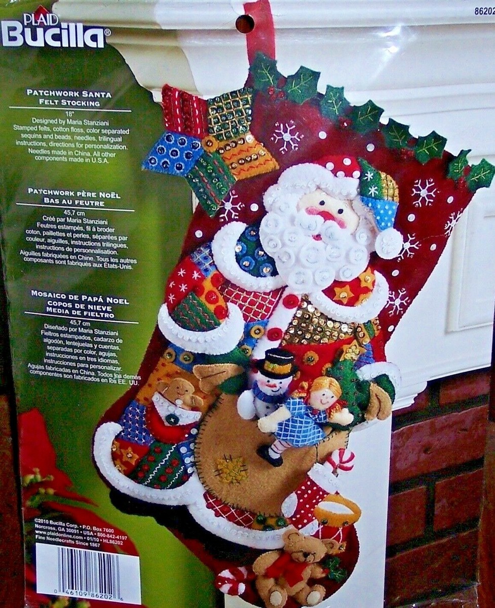 Bucilla Felt Christmas Stockings Blossoms And Birds Felt Applique
