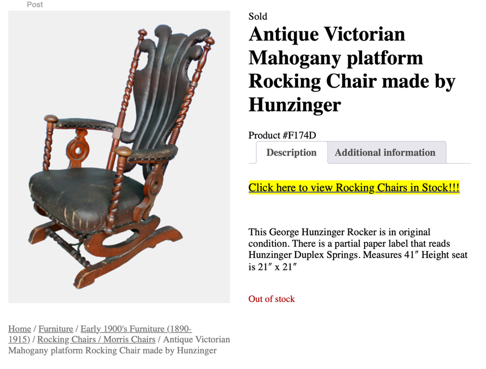 Rare Antique George Hunzinger Rocking Chair, late-19th Century ...