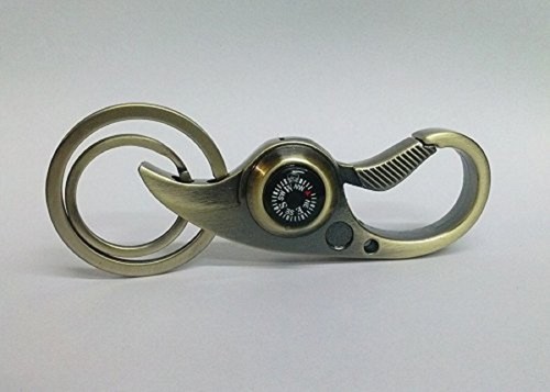Metal Double Keyring Hook Magnetic Compass Keychain (Golden Black Color ...