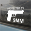 Protected By 9MM Bumper Sticker Vinyl Decal Hand Gun Molon Labe Car ...