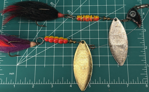 Vintage (2) Mepps Giant Killer Muskie Bucktail Spinner Baits Made In ...