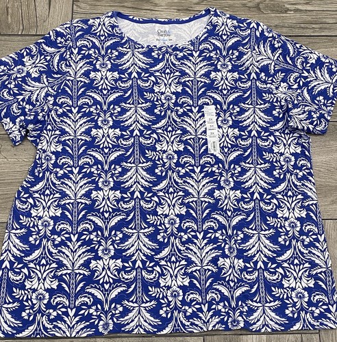 Croft & Barrow Plus Size Blue & White The Classic Tee Crew Neck T-Shirt ...