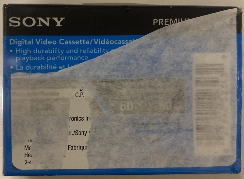 SONY DVC PREMIUM 60 MIN DIGITAL VIDEO CASSETTE TAPE NEW SEALED DVM60PRR ...