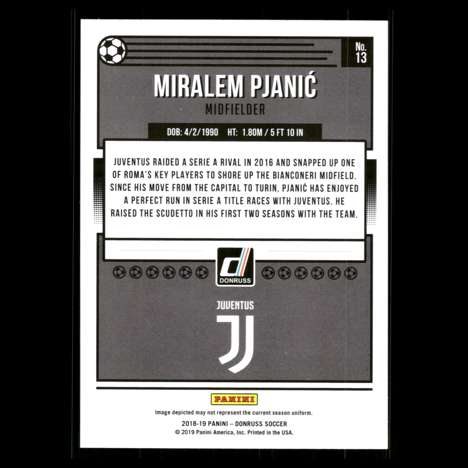 Miralem Pjanic #13 2018 Donruss Juventus Soccer Card | eBay