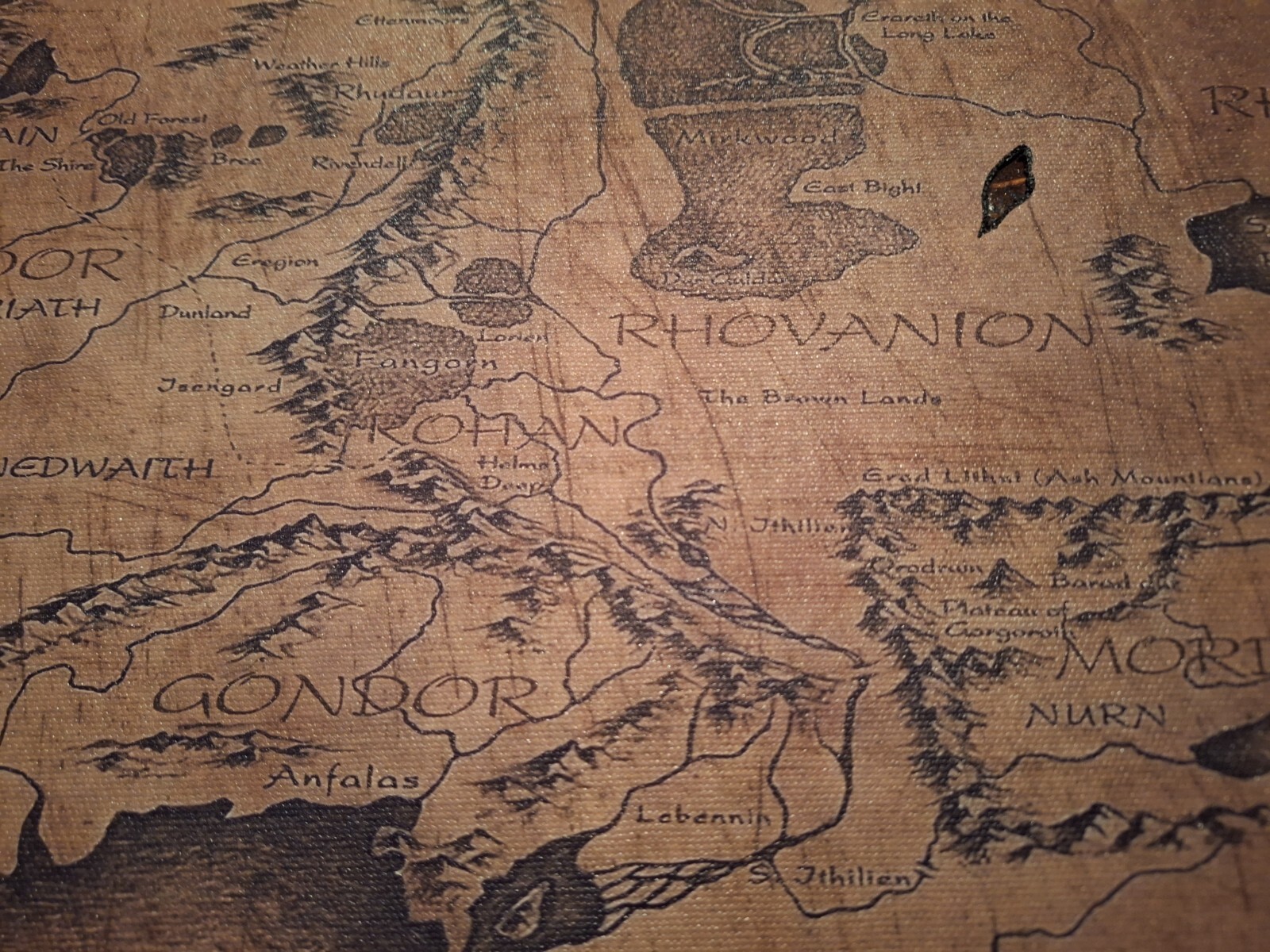 Middle Earth Map CANVAS ART PRINT Lord of the Rings, Hobbit! WEATHERED ...