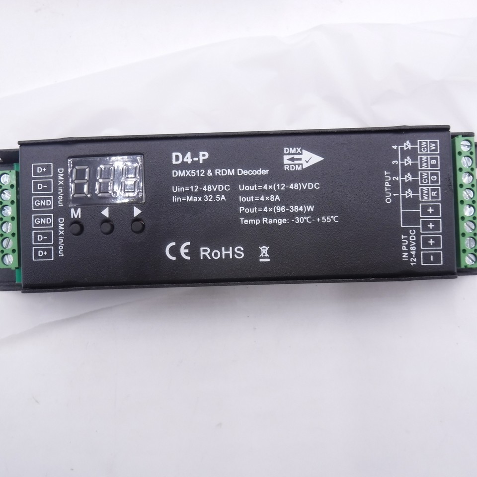 D4-P DMX512 RDM Decoder 4 CH Constant Voltage 12-18V For LED Lighting ...