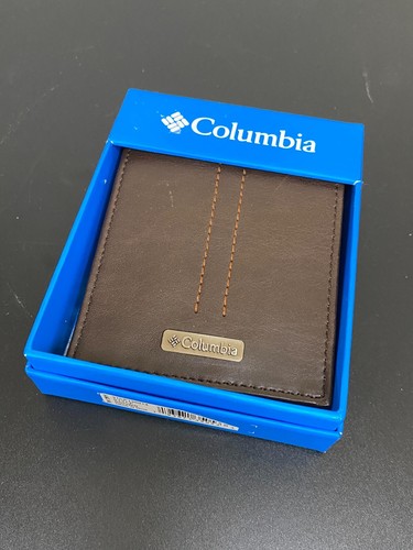 Columbia Brown Leather Wallet NWT Brand New In Box Fold ID Holder ...