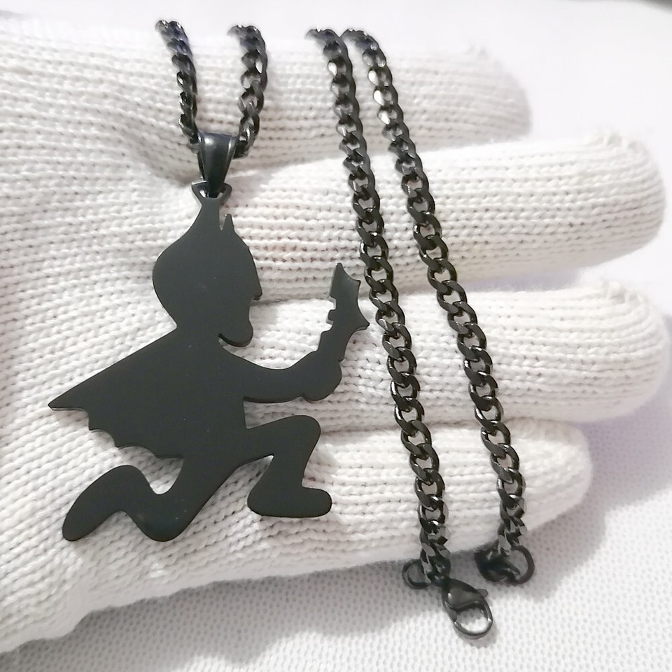 Black ICP Hatchetman Bat Juggalo Pendant Stainless Steel Necklace Chain ...