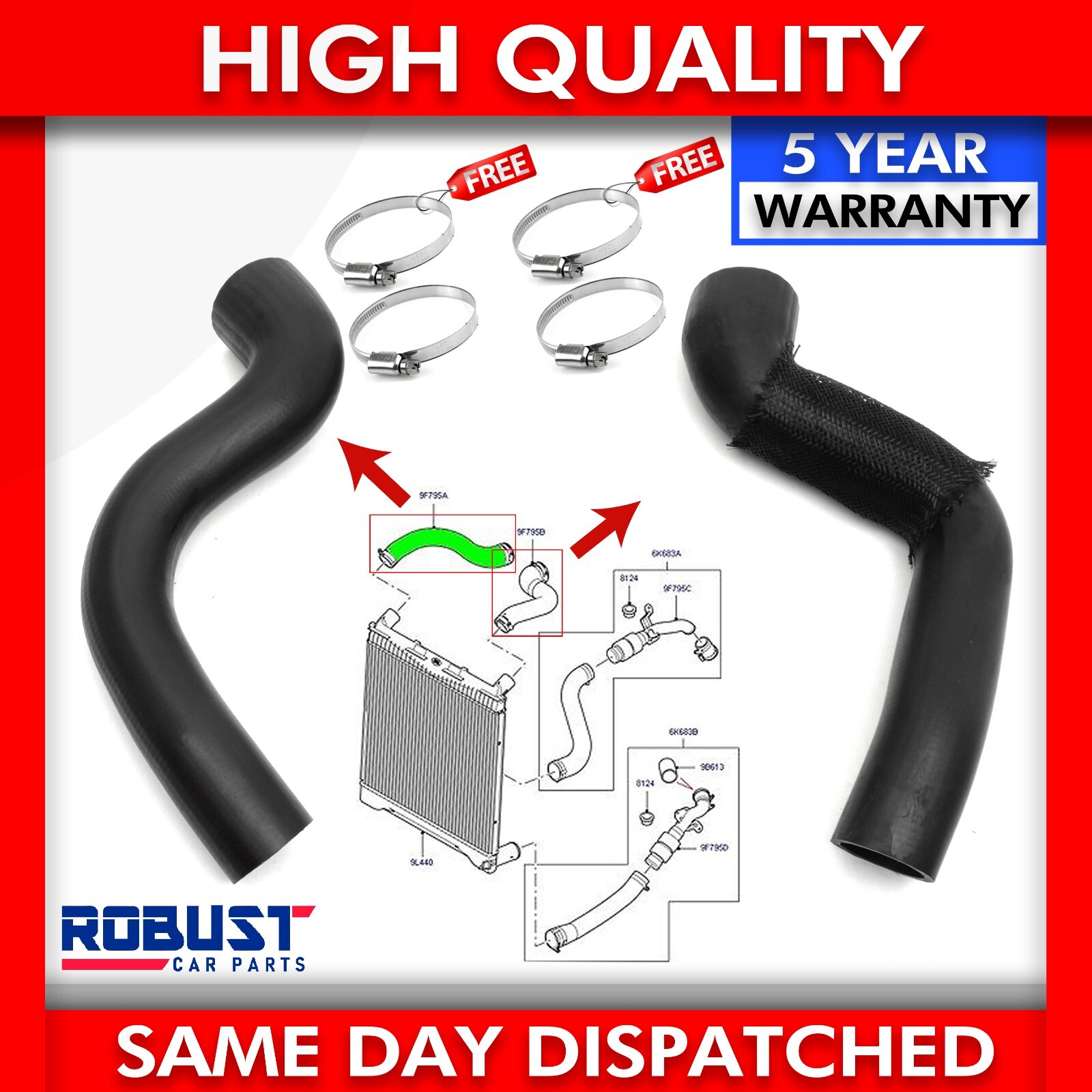 FOR RANGE ROVER L322 & SPORT 3.6 UPPER INTERCOOLER HOSE PIPE PNH500500 ...