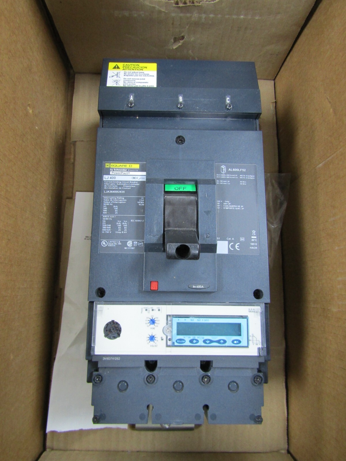 💥NEW SQUARE D 400A POWERPACT I-LINE CIRCUIT BREAKER 3 POLE 600 VAC ...