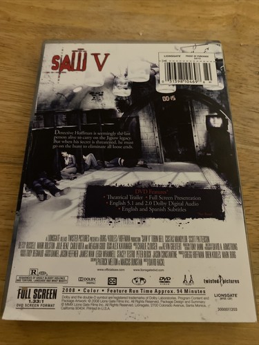 Saw V (DVD, 2009, Full Screen Version) for sale online | eBay