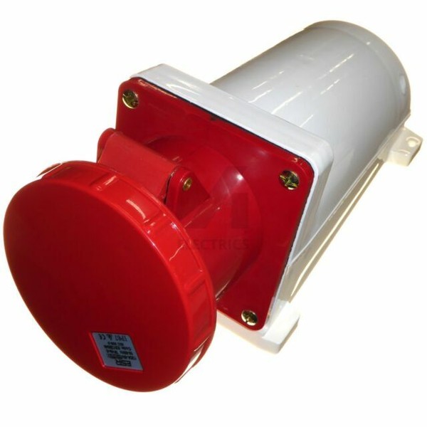 125 Amp 5 Pin Wall Mount Socket 415v Industrial Ip67 Waterproof Red 3p ...