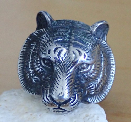 SIZE 9 EDFORCE Grizzly Bear Stainless Steel Men Large Biker Pinky Ring ...