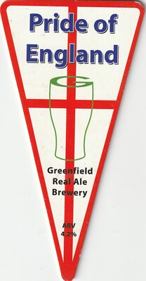 USED PUMP CLIP FRONT - GREENFIELD REAL ALE BREWERY - PRIDE OF ENGLAND ...