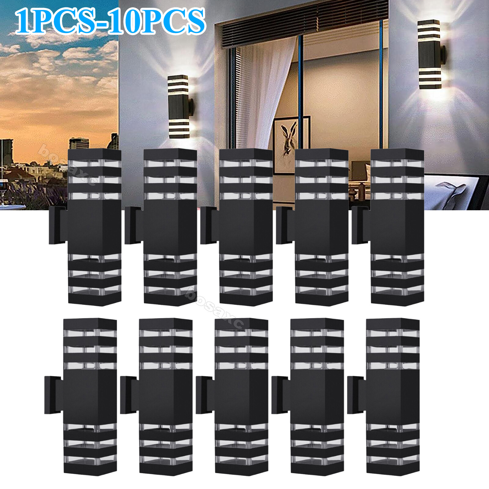 Modern LED Up Down Wall Light Sconce Dual Head Lamp Fixtures Outdoor ...