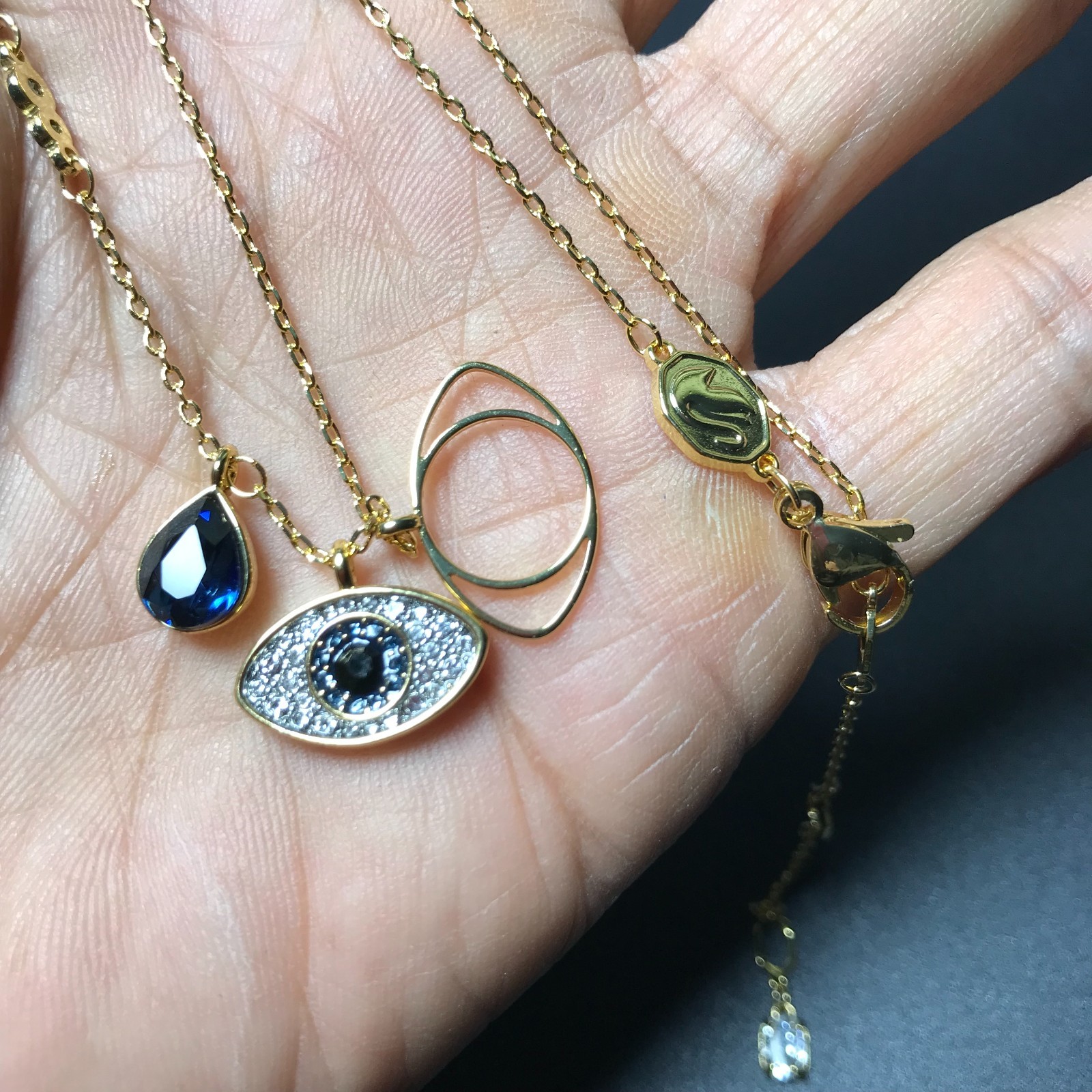 New In Box Symbolica pendant Evil eye, blue, gold-plated tone 5692178 ...