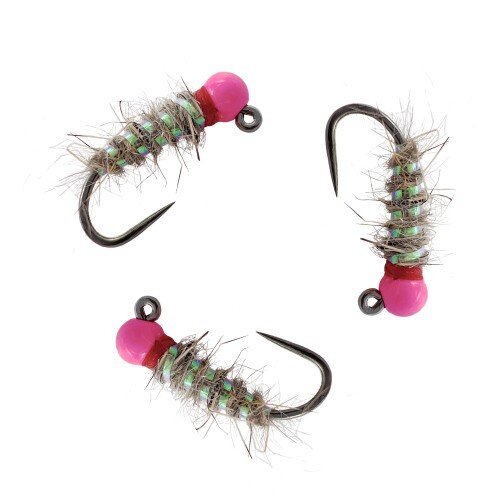3 Pc - Walt's Sexy Worm, Pink BH, Size #14 Nymph Fly Fishing Flies | eBay