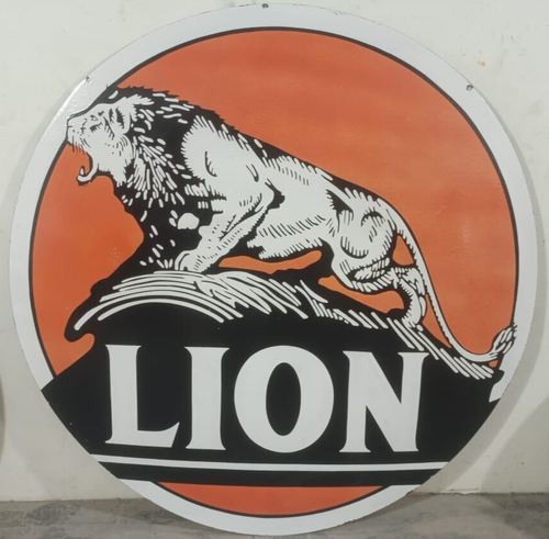 Vintage Lion Oil & Gas Porcelain Enamel Sign 60x60 Inches. | eBay