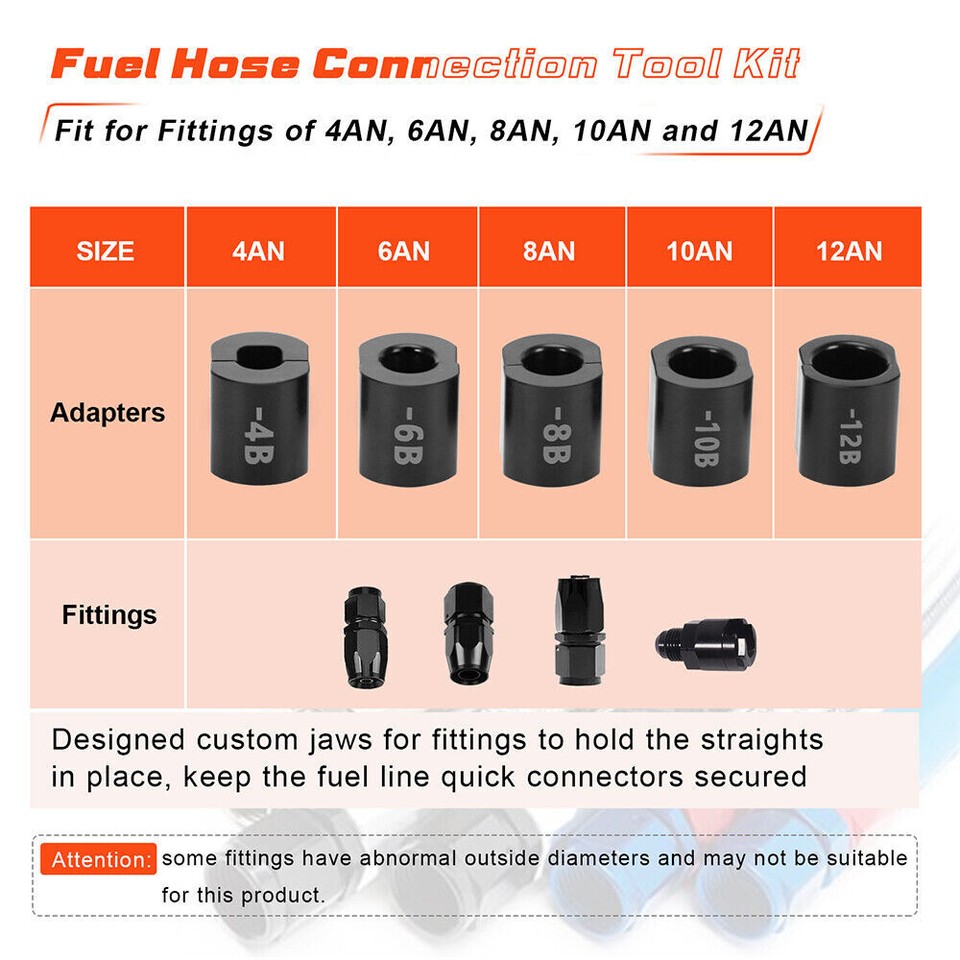 Multi Function Aluminum Hose Installation Tool -4 to -12 AN fittings ...