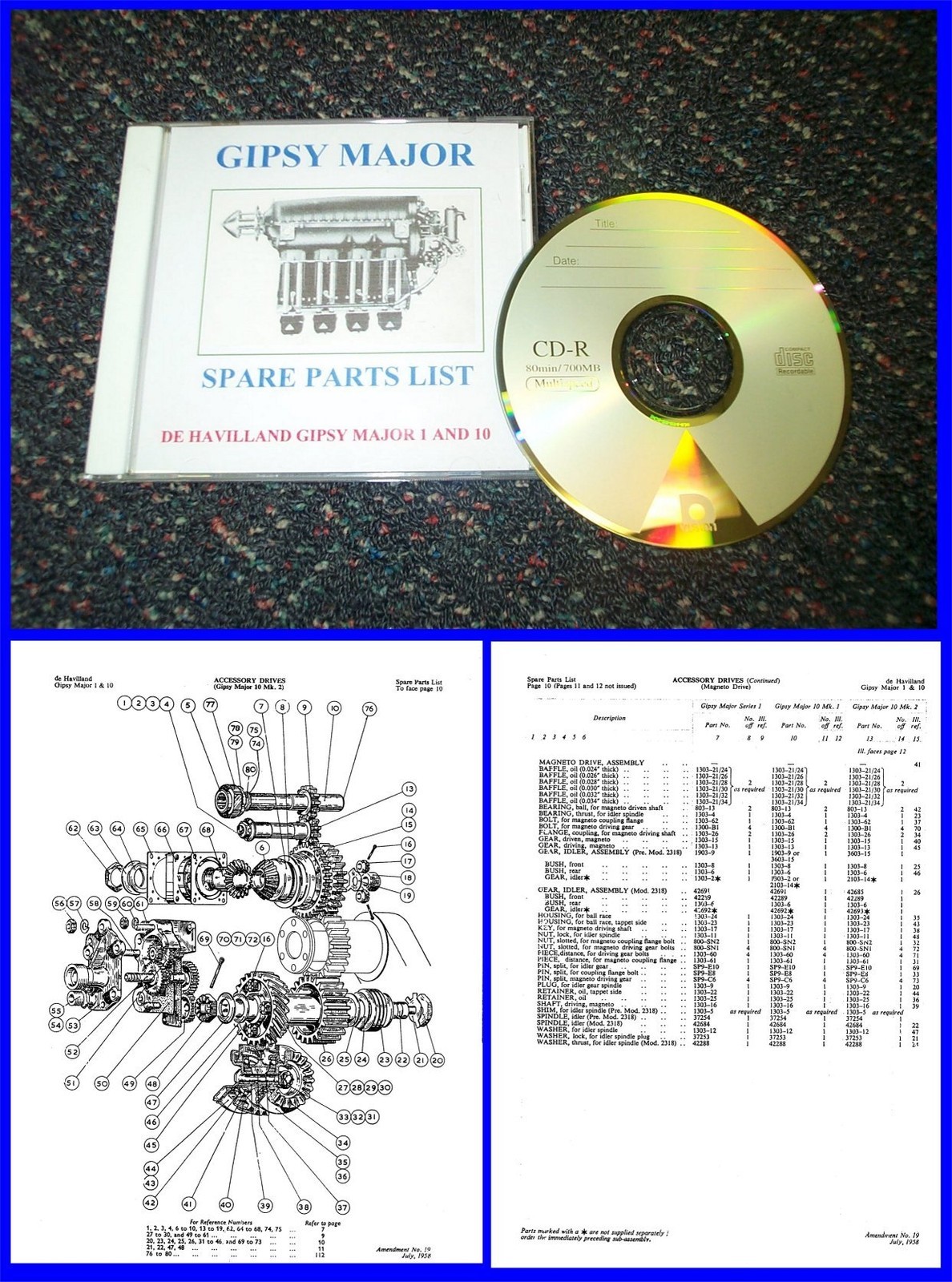 Gipsy Major Engine Spare Parts List - Illustrated on CD or USB | eBay