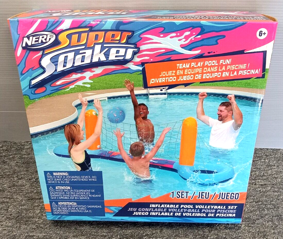 Nerf Super Soaker Pool Volleyball Set Inflatable Pool Float with Net ...