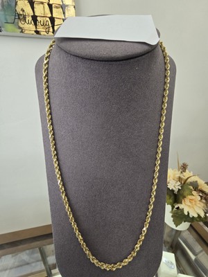 Solid 14k yellow gold 4mm rope chain 22 inch with gift box New | eBay