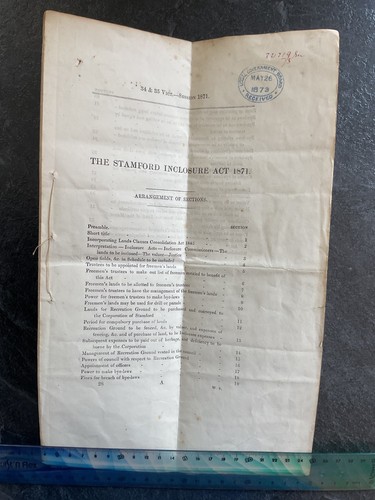 The Stamford Inclosure Act 1871 -An Original Solicitor Copy - (PBM99 ...