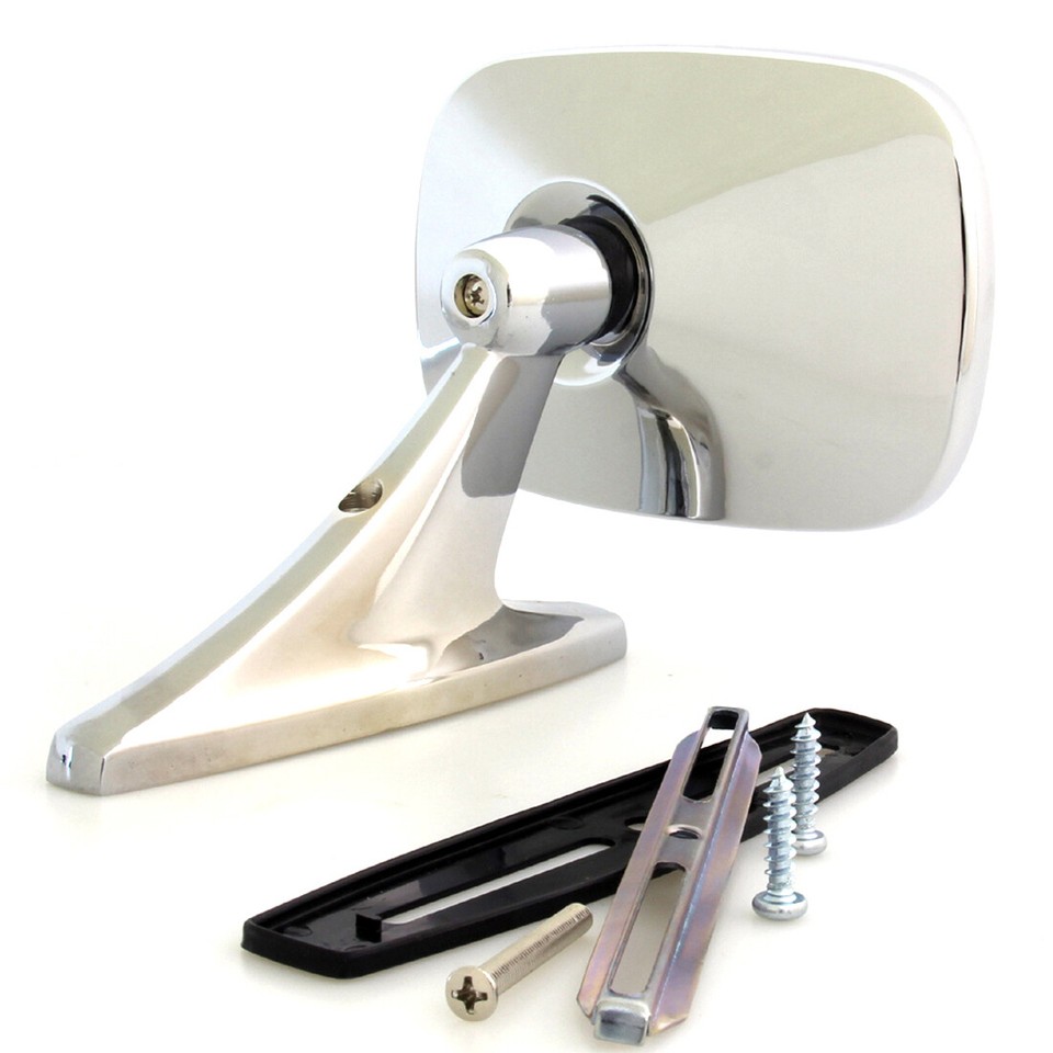 SQUARE CHROME FENDER DOOR MIRRORS NEW PAIR VINTAGE CLASSIC CAR 2 Pieces ...