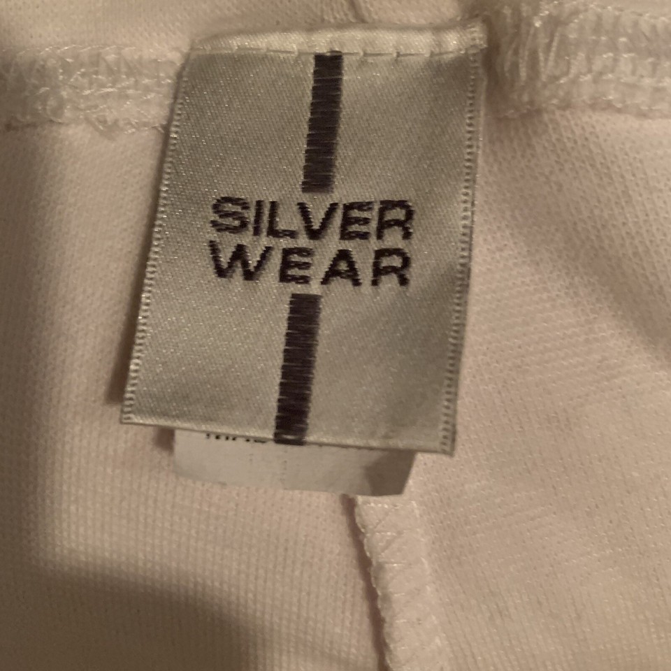 Silverwear White Sweat Athletic Yoga Pants Women's Cotton Elastic Waist ...