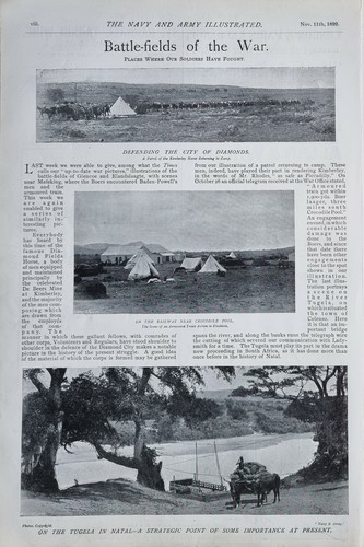 1899 BOER WAR ERA PRINT BATTLEFIELDS KIMBERLEY HORSE ARMOURED TRAIN ...
